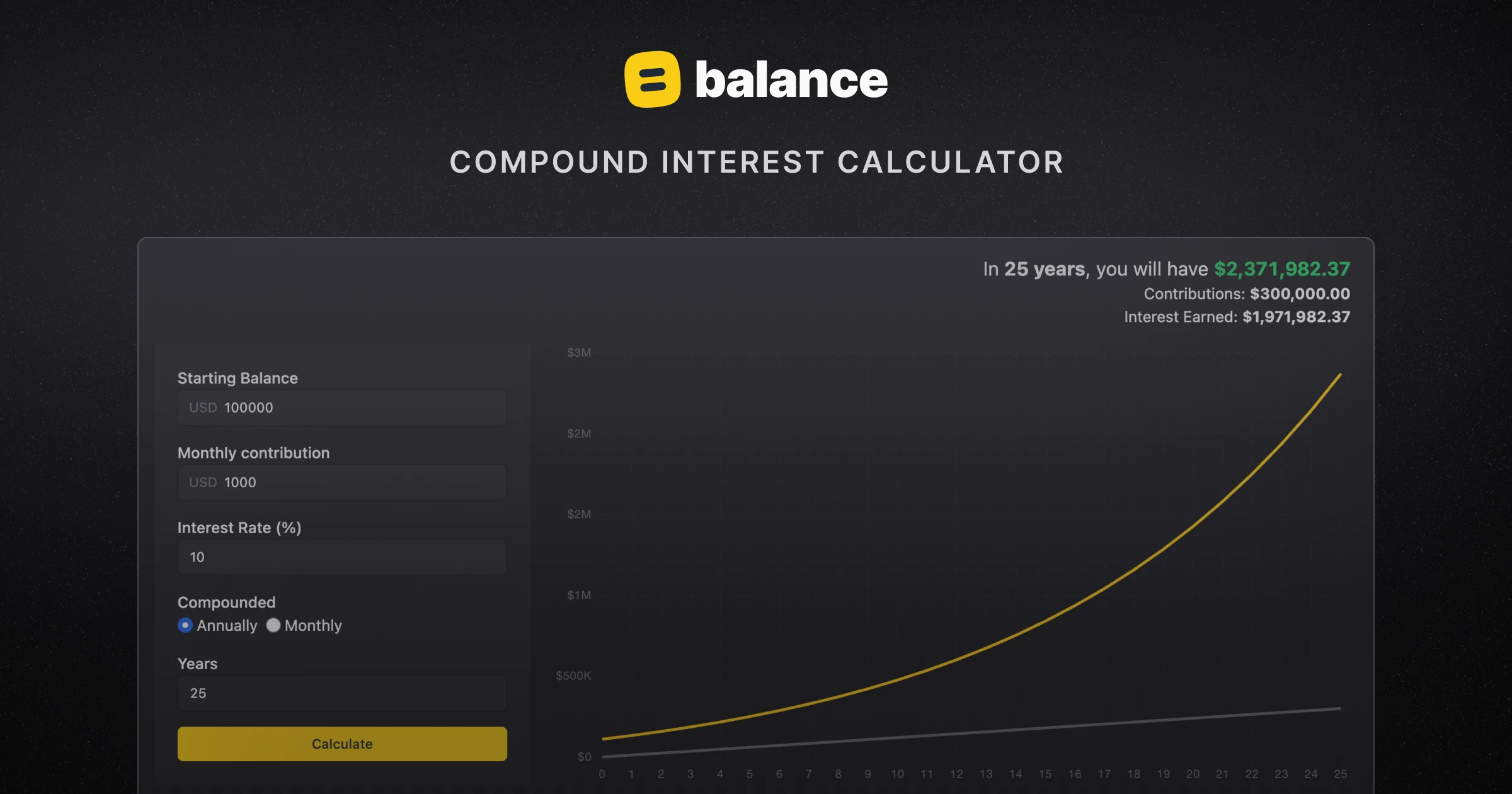 Balance: Compound Interest Calculator